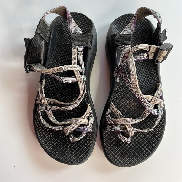 Chaco | Shoes | Chaco Zx2 Classic Double Strap Toe Loop Grey Purple ...